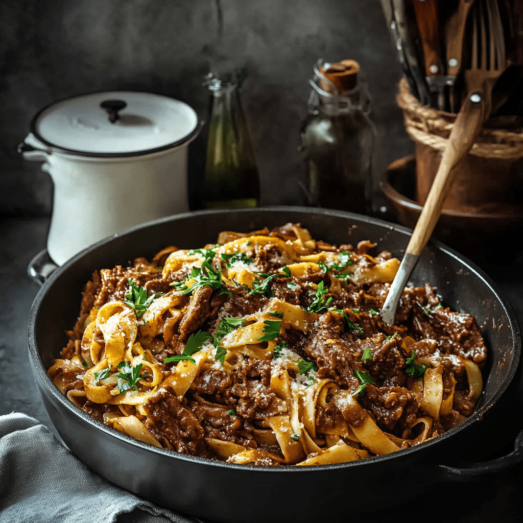Rich and Rustic Short Ribs Pasta - bellieskitchen