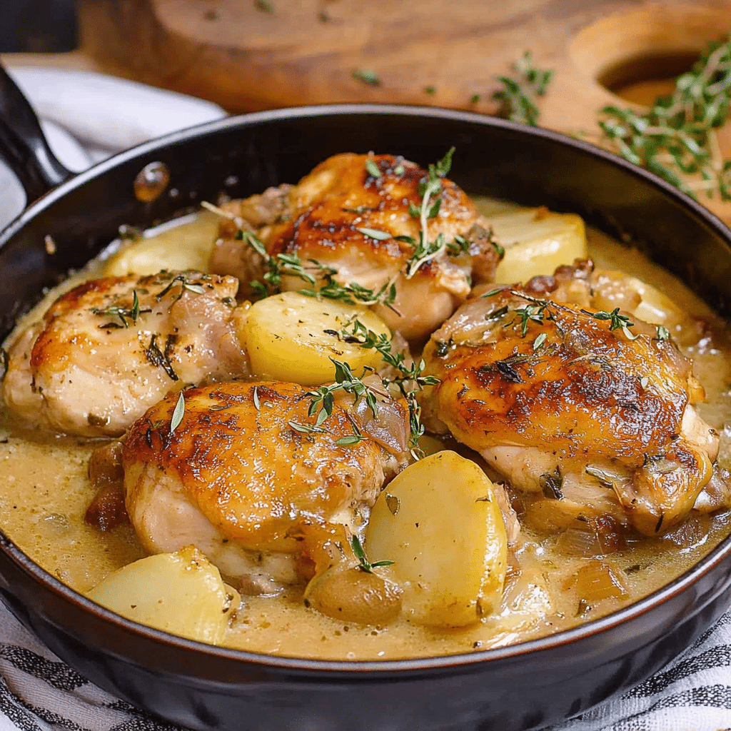 A Traditional French Chicken Normandy with Apple Cider Sauce ...