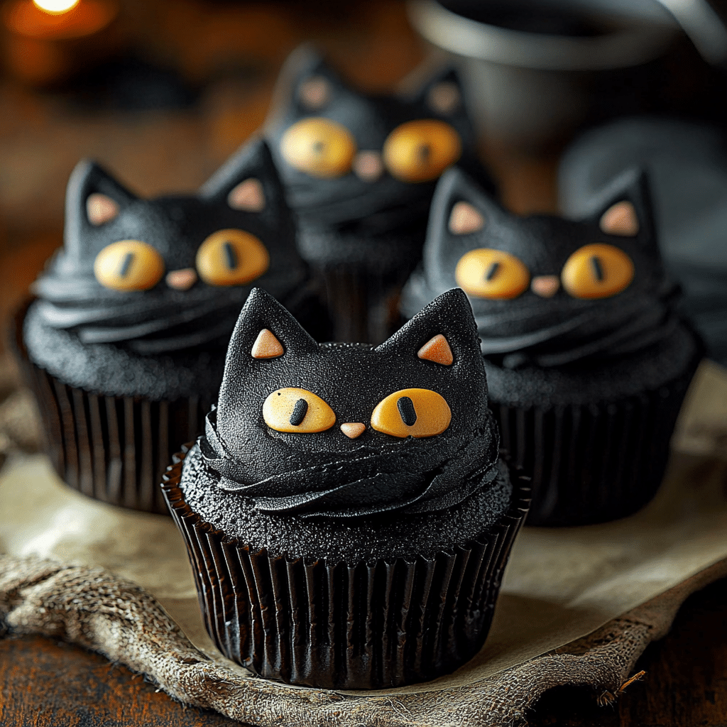 A Spooky Halloween Black Cat Cupcakes - bellieskitchen