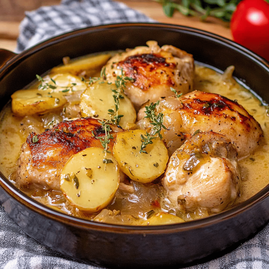 A Traditional French Chicken Normandy with Apple Cider Sauce ...