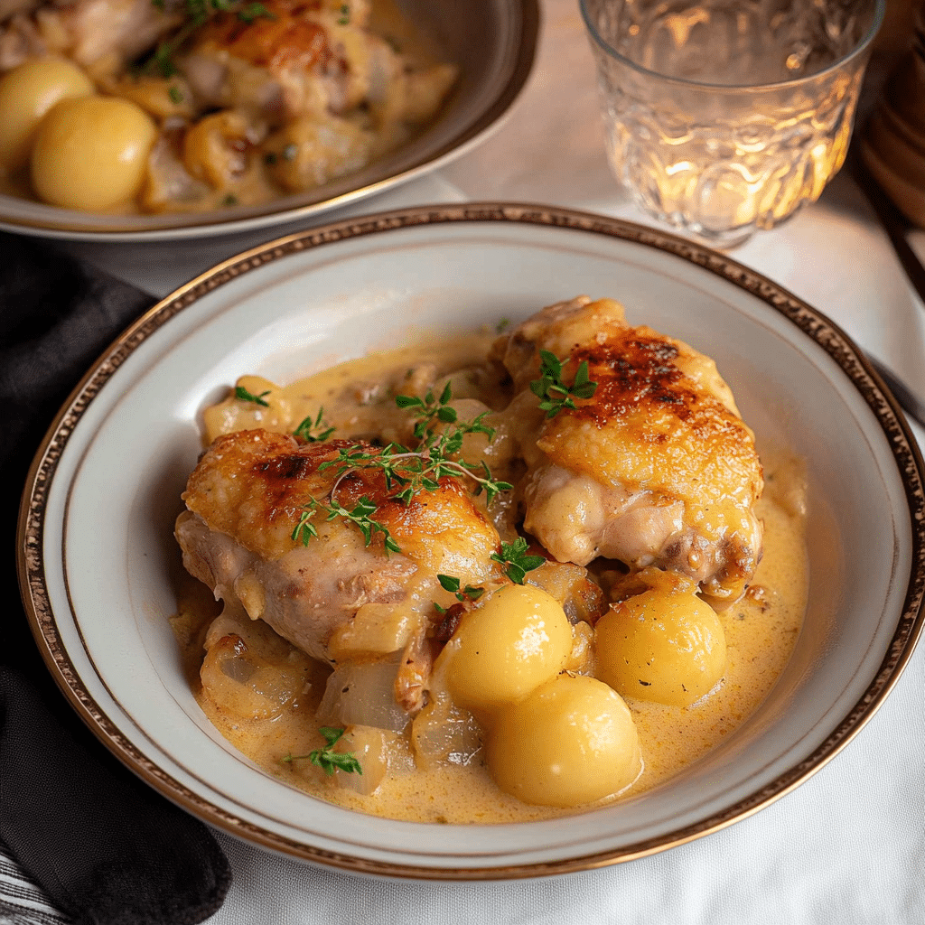 A Traditional French Chicken Normandy with Apple Cider Sauce ...