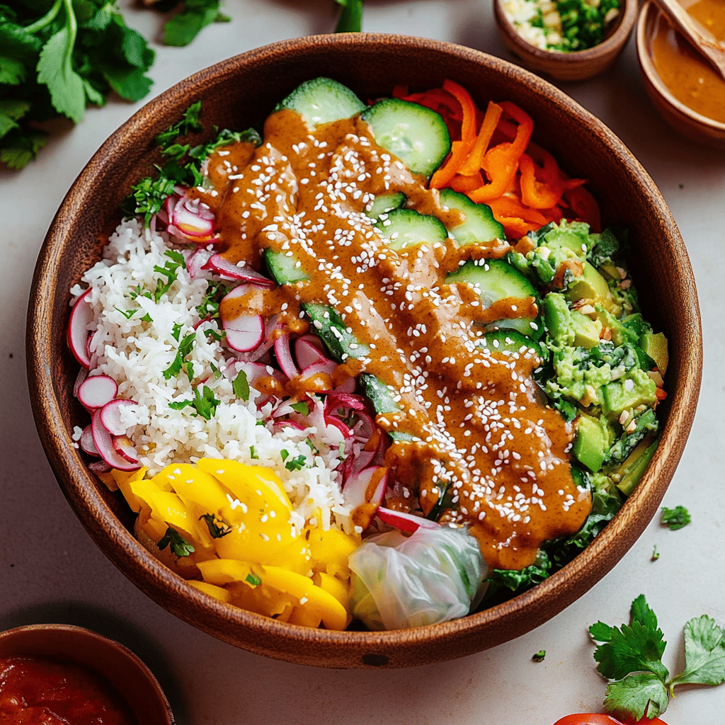 Refreshing Spring Roll Salad with Peanut Dressing - bellieskitchen