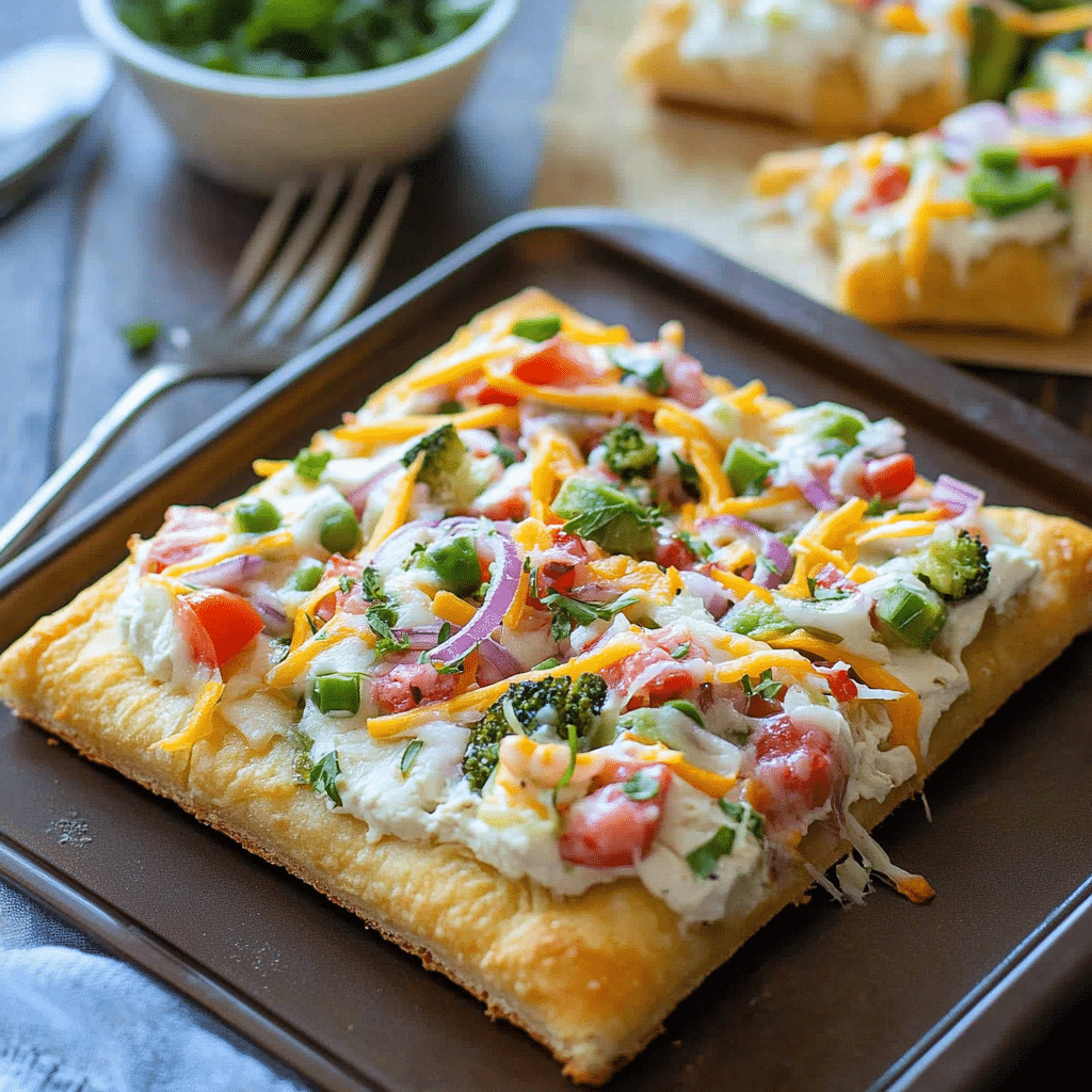 Mouthwatering Cold Crescent Roll Veggie Pizza Appetizer - bellieskitchen