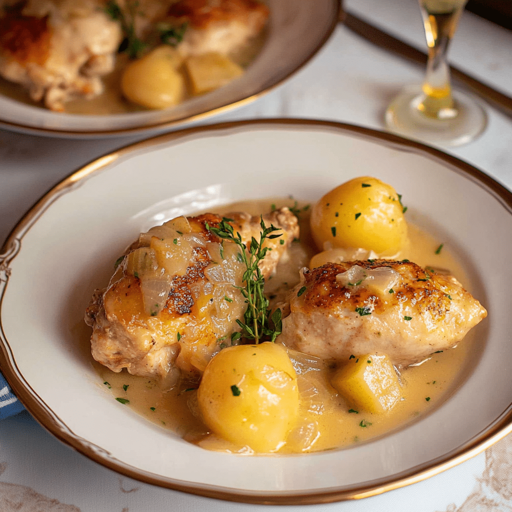 A Traditional French Chicken Normandy with Apple Cider Sauce ...