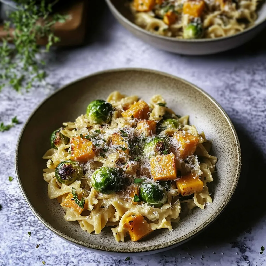 Creamy Butternut Squash and Brussels Sprouts Pasta Recipe