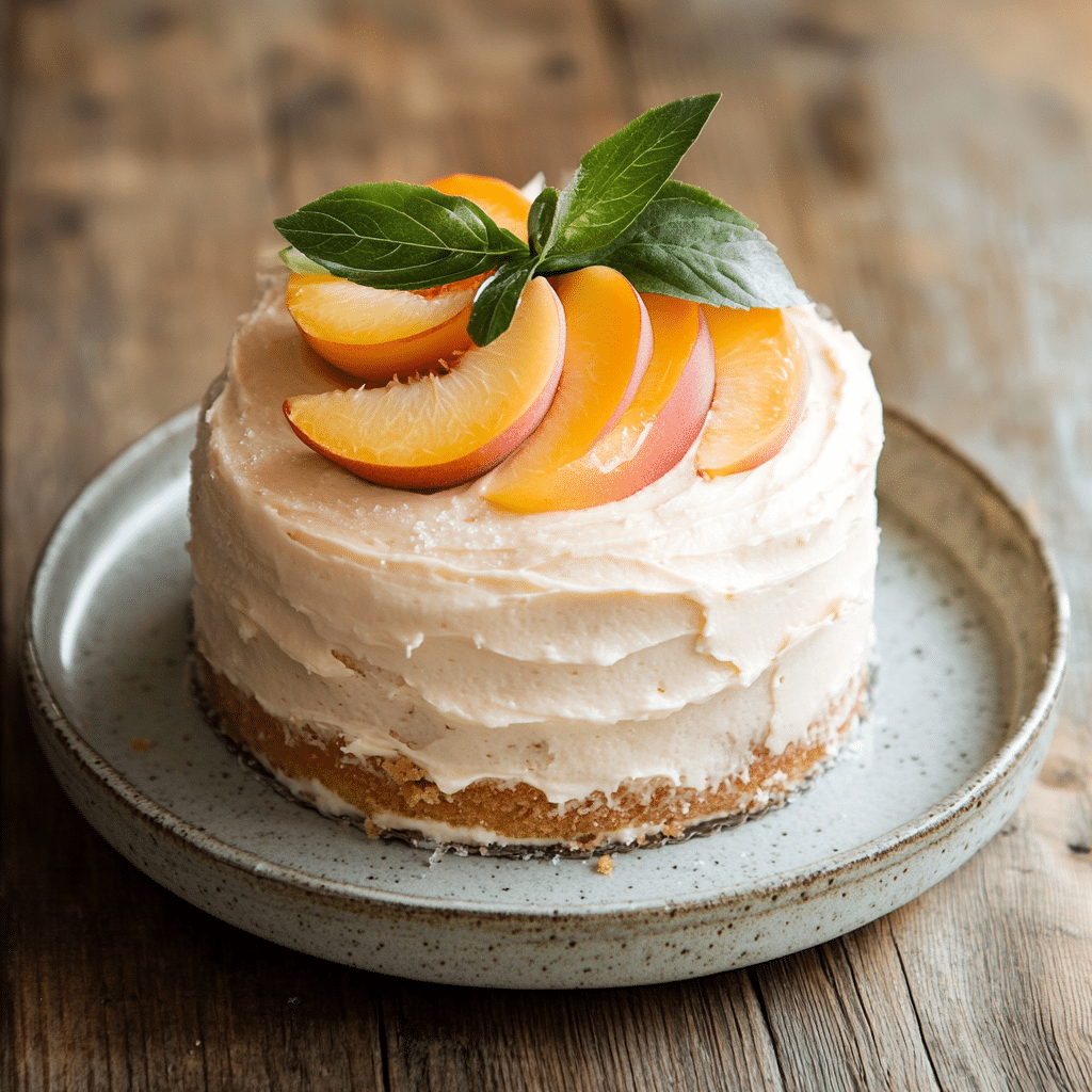 Peach Cake with Brown Sugar Frosting