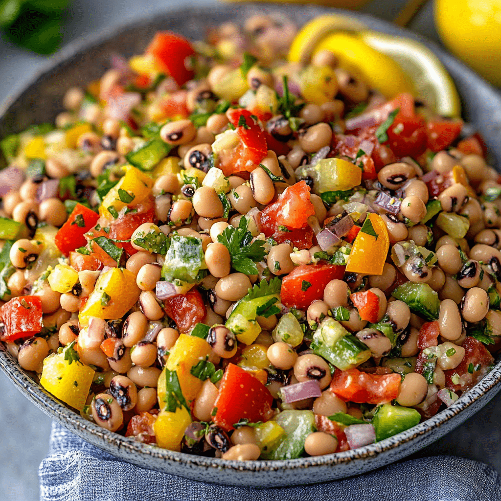 Lucky Black Eyed Pea Salad with Lemon Dressing