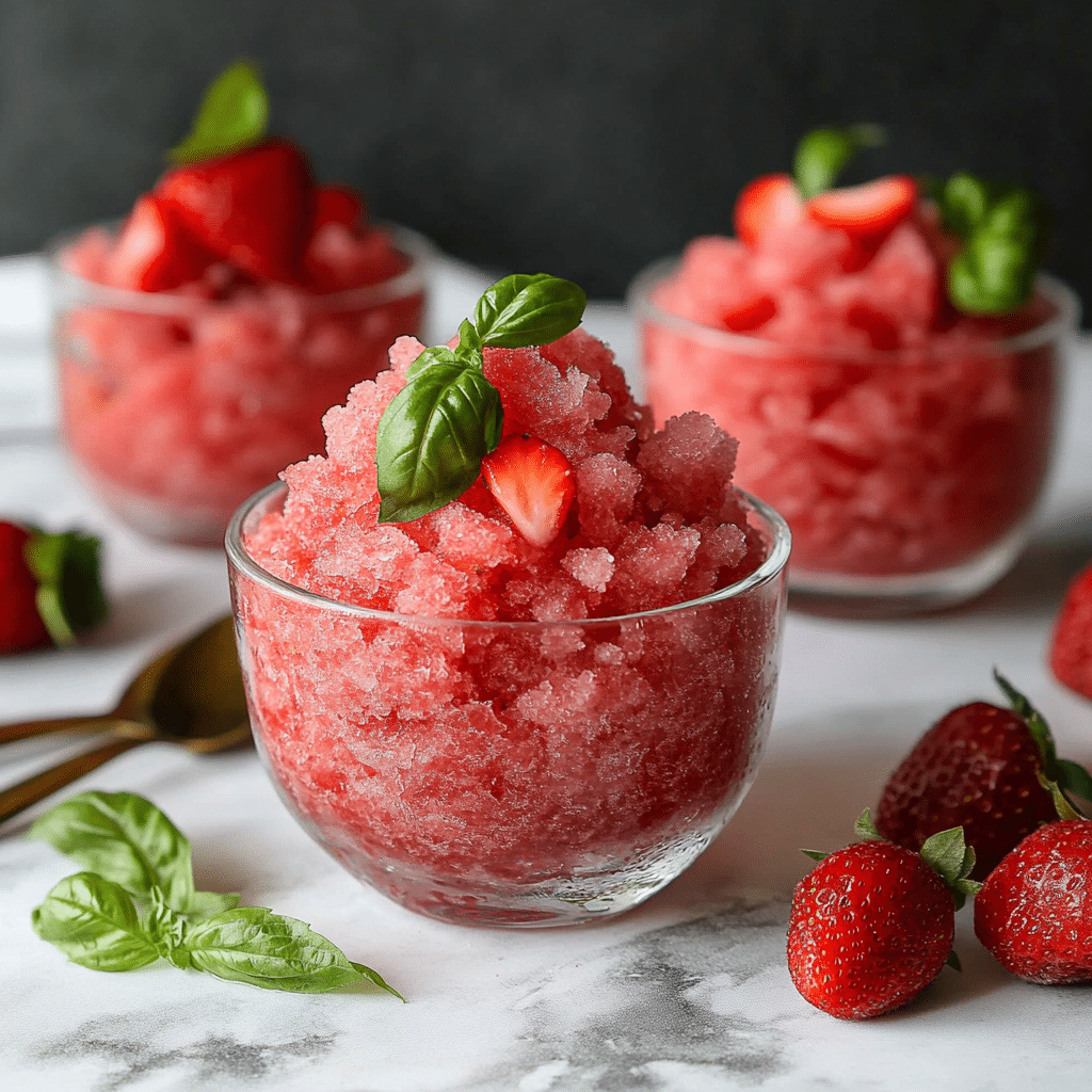 Strawberry Basil Granita
